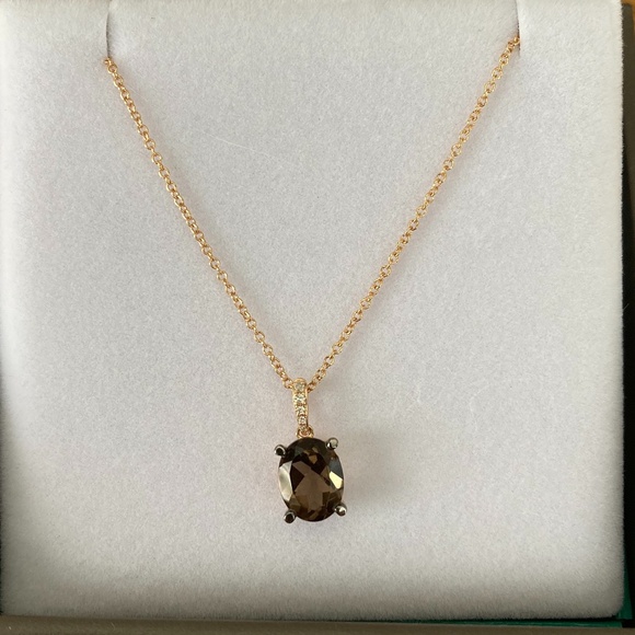 Effy | Jewelry | Effy Smoky Quartz Diamond Pendant With 4k Gold Chain ...